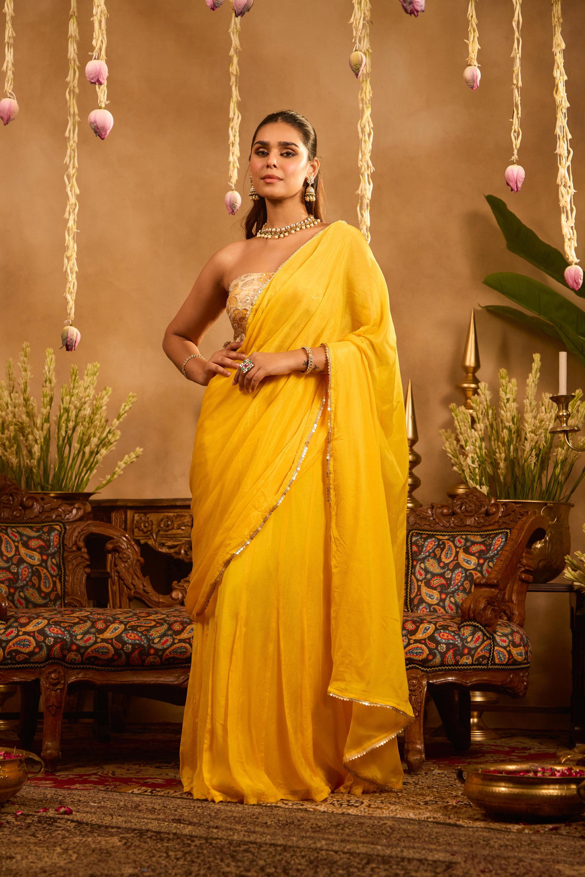 Mastaani Haldi Bloom Draped Saree Set